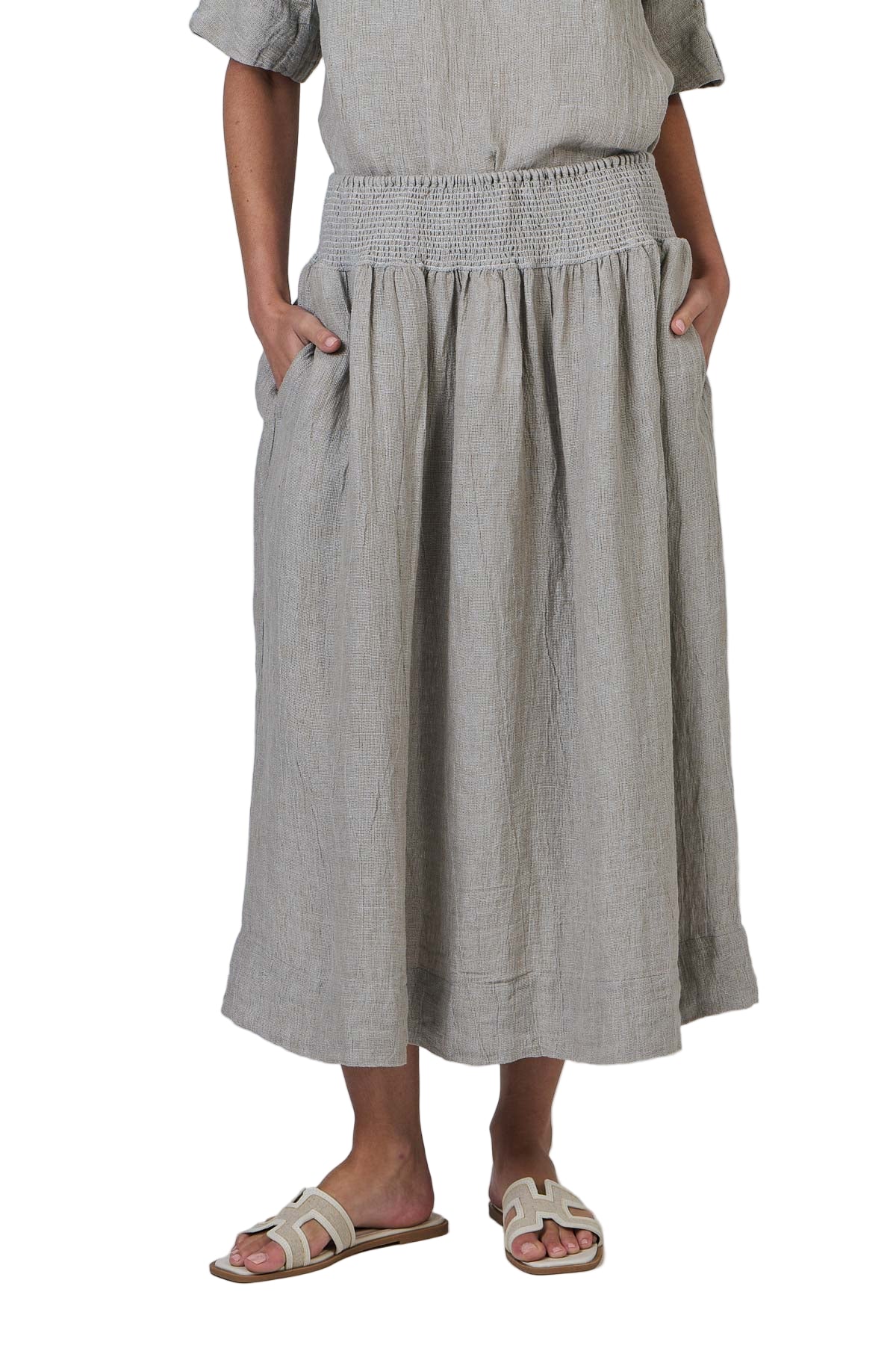 Linen Skirt - Cement | Cotura | Holmes & Co Boutique NZ | Holmes & Co ...